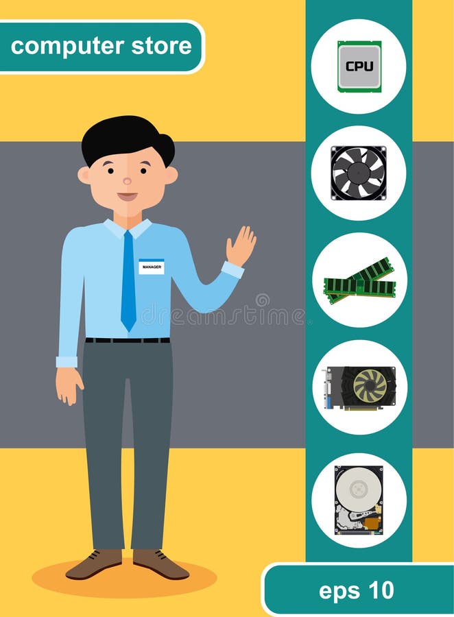 Flat Design Concept of Computer Store Stock Vector - Illustration of ...