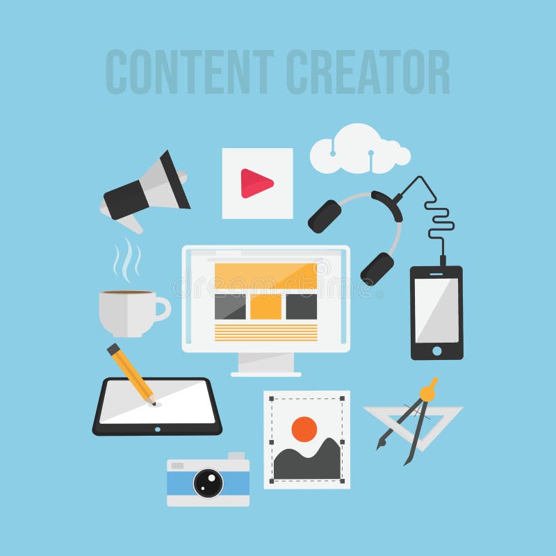 Content Creator Icon Set. Four Elements in Diferent Styles from Content ...