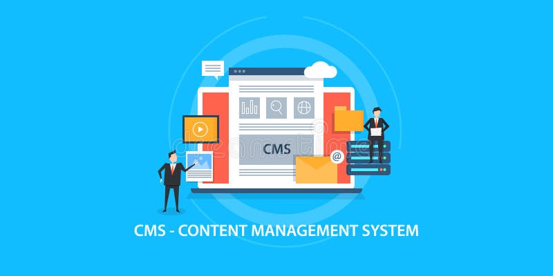 Flat Design Concept of Content Management System, Cms, People with ...
