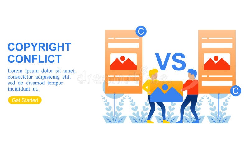 Flat Design Concept of Copyright Conflict Illustration for Website or ...