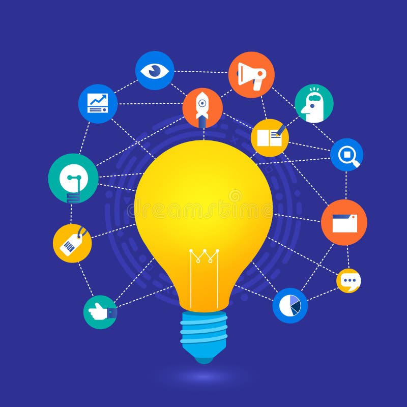 Flat Design Concept Create Big Idea with IDEA. Vector Illustrate Stock ...