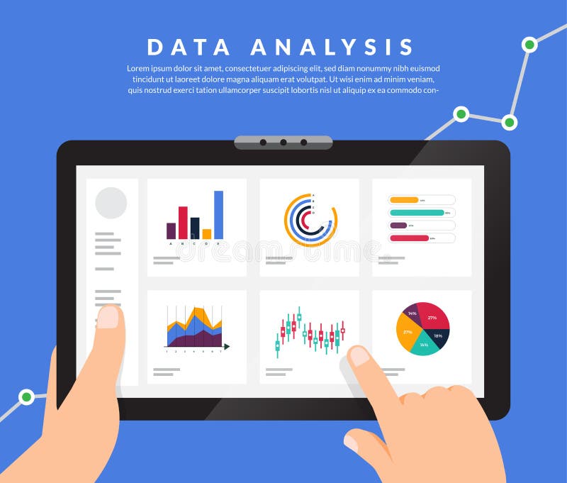 Flat Design Concept Data Analysis. Visualize with Graph and Char Stock ...