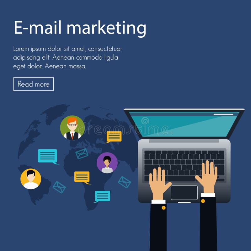 Flat Design Concept of E-mail Marketing Stock Vector - Illustration of ...