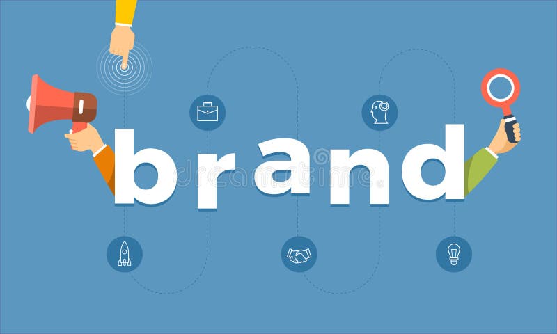 Flat Design Concept Hand Create Symbol Icon and Words Brand. Vector ...
