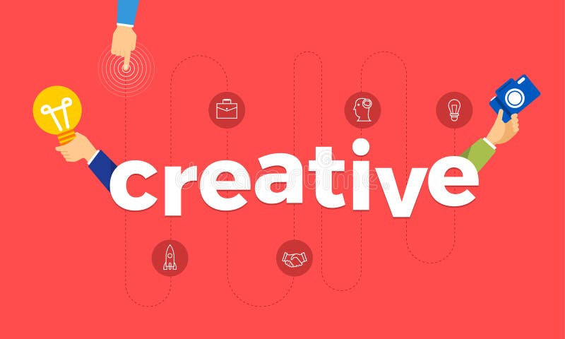 Flat Design Concept Hand Create Symbol Icon and Words Creative. Stock ...