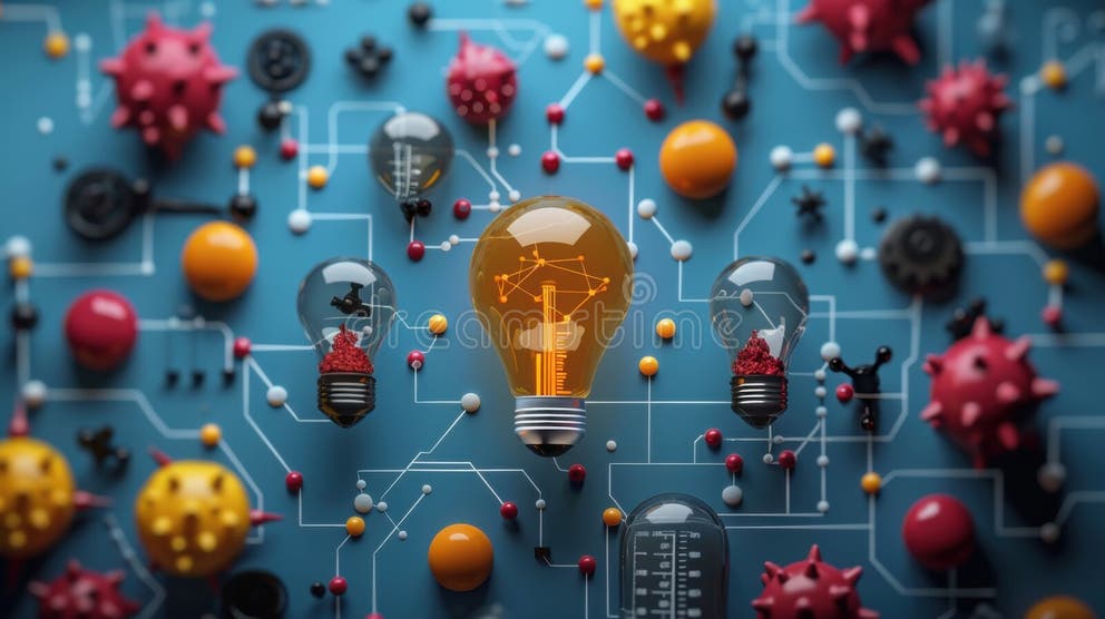 Flat Design Concept Illustration with Experimental Thinking of Idea Lab ...