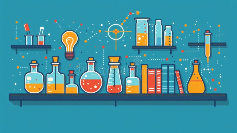 Flat Design Concept Illustration with Experimental Thinking of Idea Lab ...