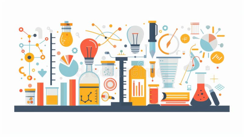 Flat Design Concept Illustration with Experimental Thinking of Idea Lab ...