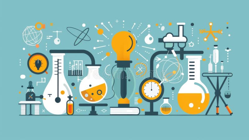 Flat Design Concept Illustration with Experimental Thinking of Idea Lab ...