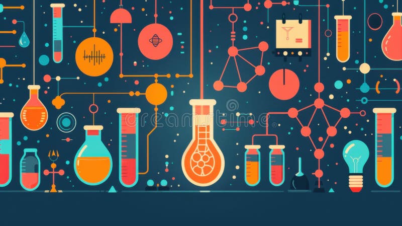 Flat Design Concept Illustration with Experimental Thinking of Idea Lab ...