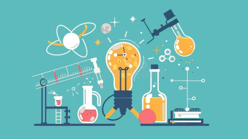 Flat Design Concept Illustration with Experimental Thinking of Idea Lab ...