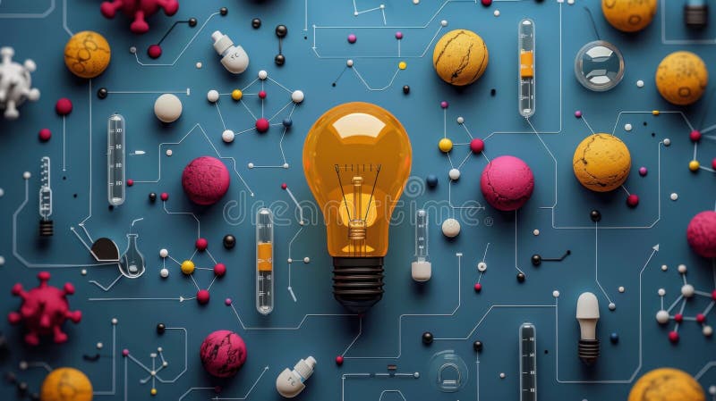 Flat Design Concept Illustration with Experimental Thinking of Idea Lab ...