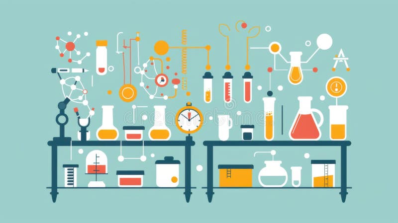 Flat Design Concept Illustration with Experimental Thinking of Idea Lab ...