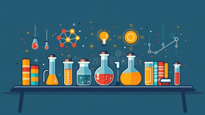 Flat Design Concept Illustration with Experimental Thinking of Idea Lab ...