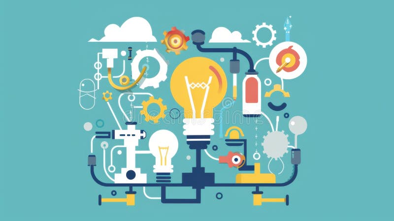 Flat Design Concept Illustration with Experimental Thinking of Idea Lab ...