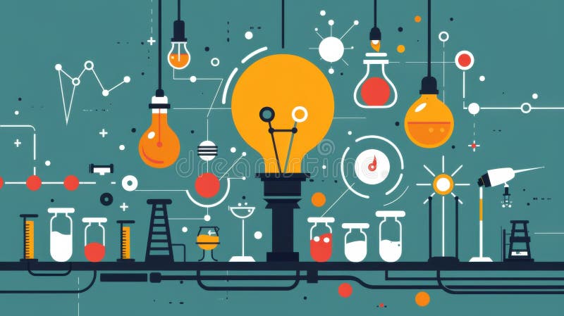 Flat Design Concept Illustration with Experimental Thinking of Idea Lab ...