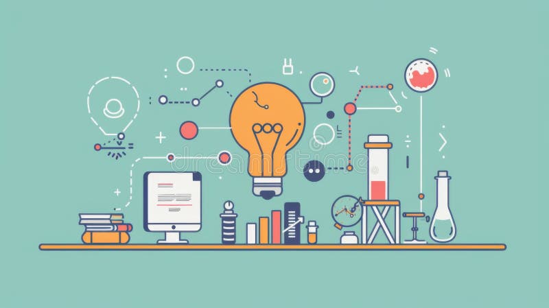 Flat Design Concept Illustration with Experimental Thinking of Idea Lab ...