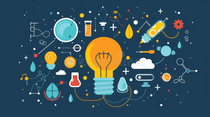 Flat Design Concept Illustration with Experimental Thinking of Idea Lab ...