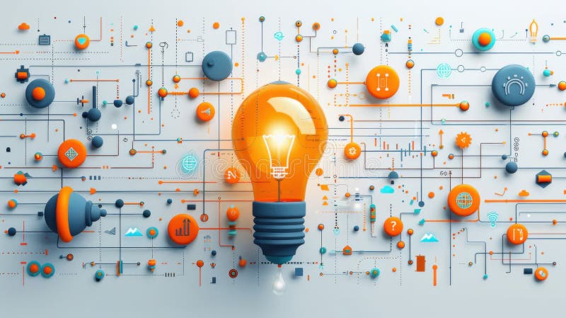 Flat Design Concept Illustration with Experimental Thinking of Idea Lab ...