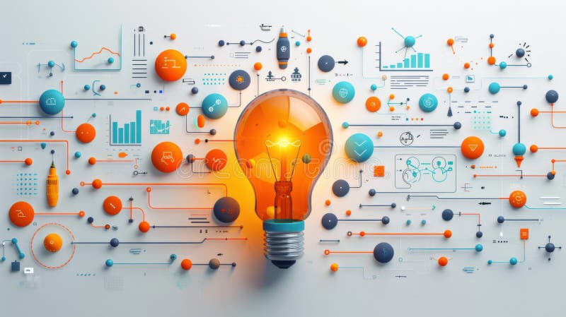 Flat Design Concept Illustration with Experimental Thinking of Idea Lab ...