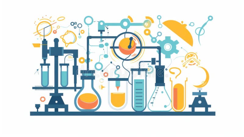 Flat Design Concept Illustration with Experimental Thinking of Idea Lab ...