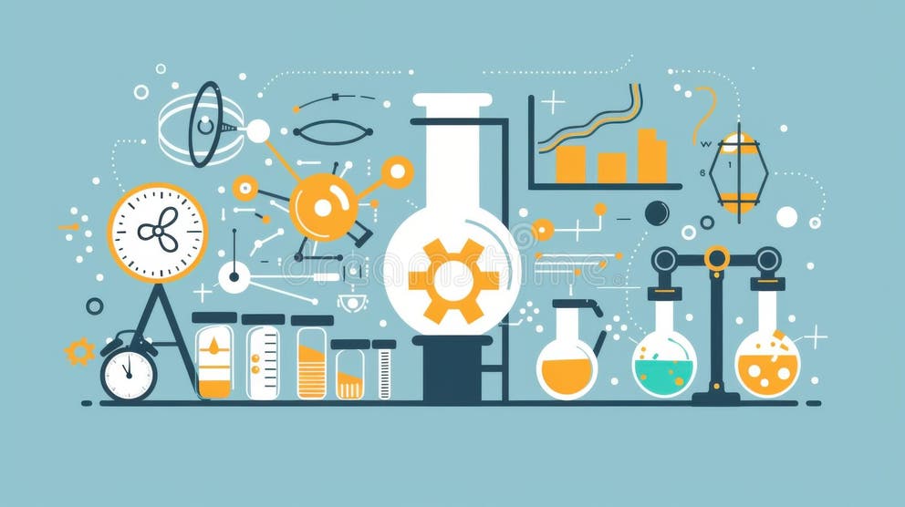 Flat Design Concept Illustration with Experimental Thinking of Idea Lab ...