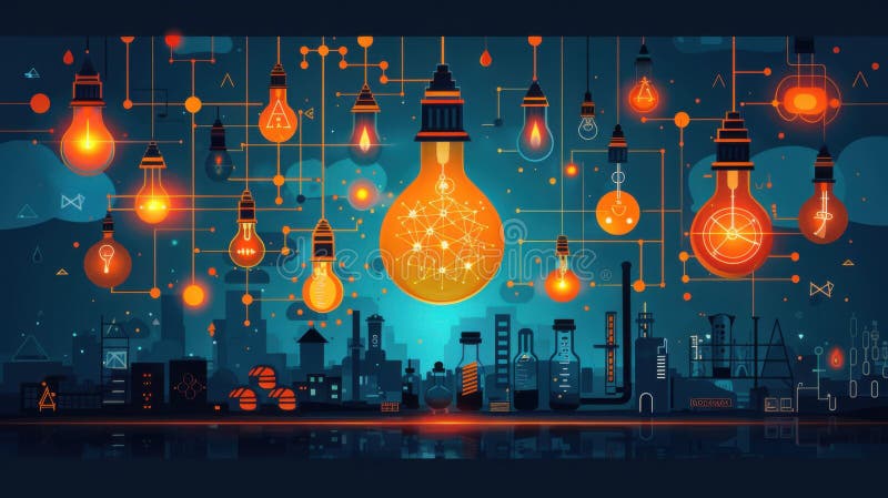 Flat Design Concept Illustration with Experimental Thinking of Idea Lab ...