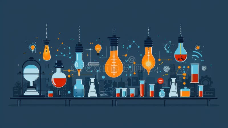 Flat Design Concept Illustration with Experimental Thinking of Idea Lab ...