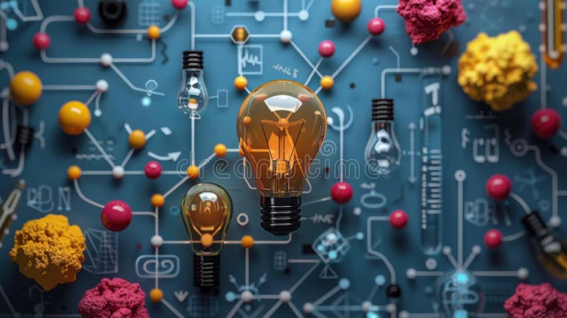 Flat Design Concept Illustration with Experimental Thinking of Idea Lab ...