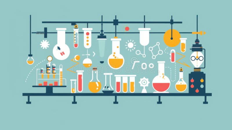 Flat Design Concept Illustration with Experimental Thinking of Idea Lab ...