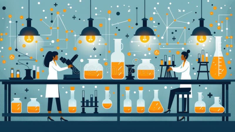 Flat Design Concept Illustration with Experimental Thinking of Idea Lab ...