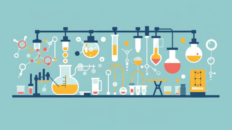 Flat Design Concept Illustration with Experimental Thinking of Idea Lab ...