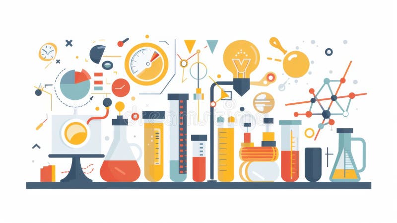 Flat Design Concept Illustration with Experimental Thinking of Idea Lab ...