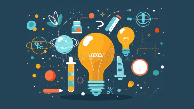 Flat Design Concept Illustration with Experimental Thinking of Idea Lab ...