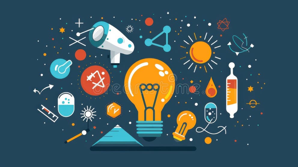 Flat Design Concept Illustration with Experimental Thinking of Idea Lab ...