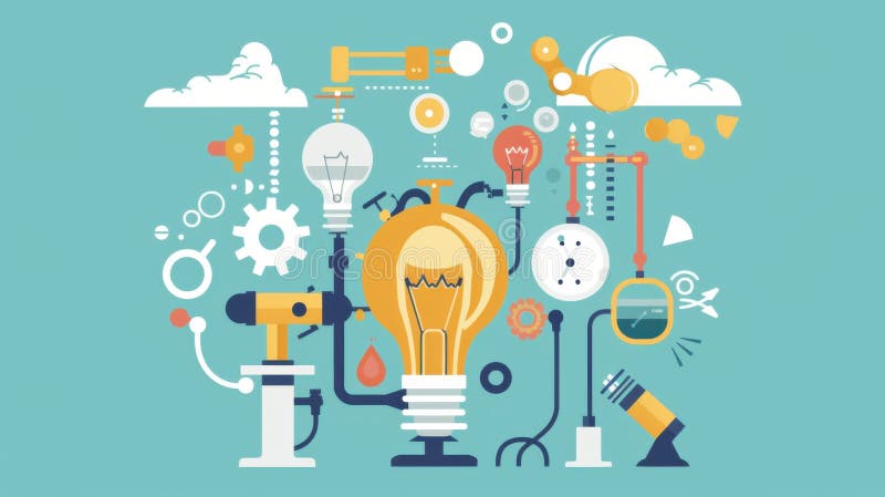 Flat Design Concept Illustration with Experimental Thinking of Idea Lab ...