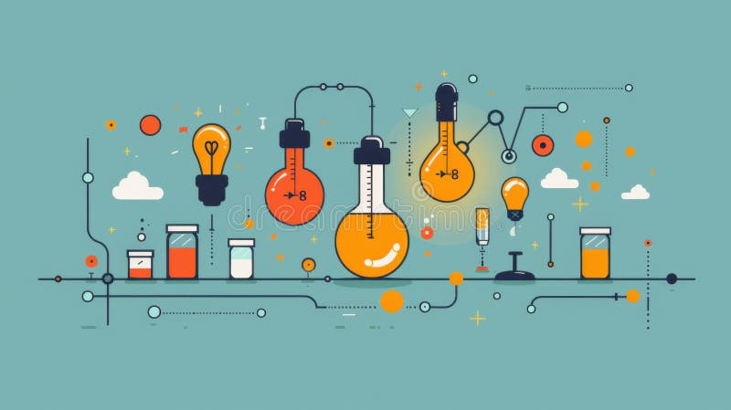 Flat Design Concept Illustration with Experimental Thinking of Idea Lab ...