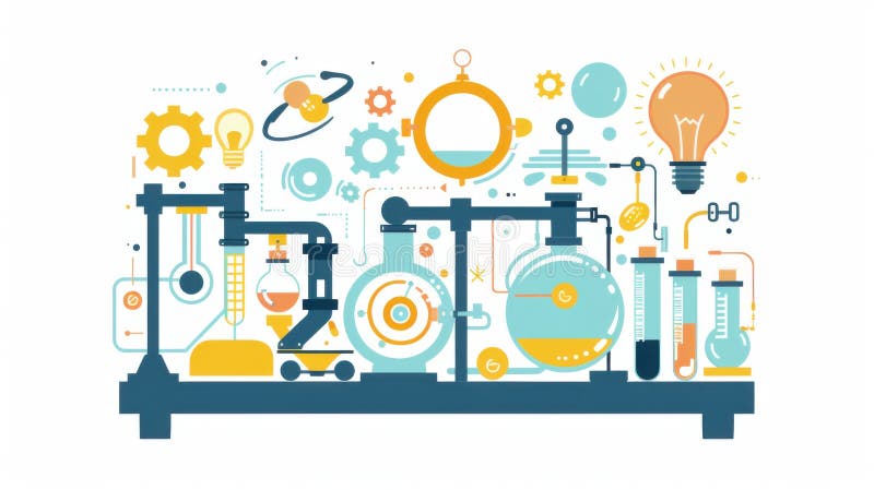 Flat Design Concept Illustration with Experimental Thinking of Idea Lab ...