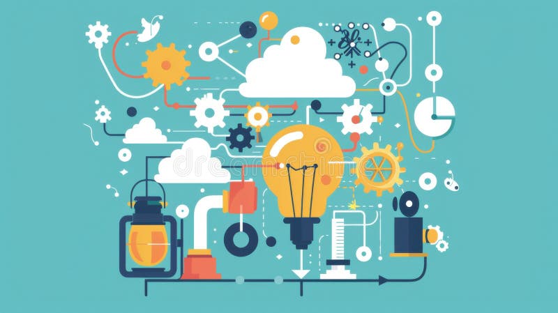 Flat Design Concept Illustration with Experimental Thinking of Idea Lab ...