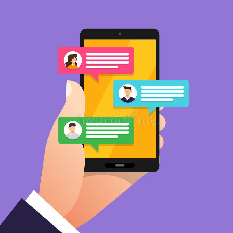 Flat Design Concept Message and Chat. Present by Icon Text Message ...