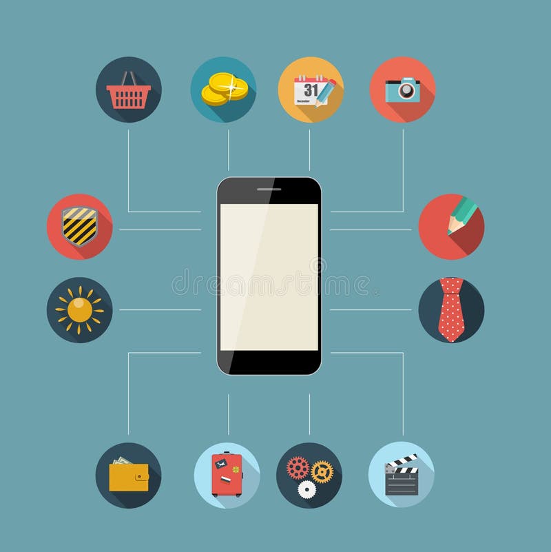 Flat Design Concept Mobile Phone Apps Vector Stock Vector ...