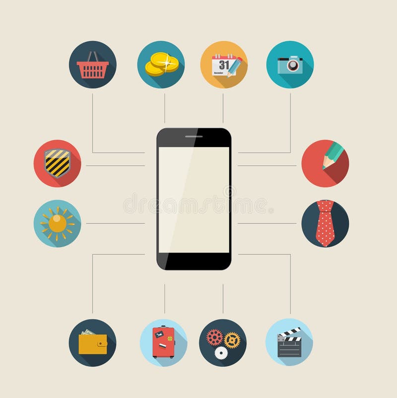 Flat Design Concept Mobile Phone Apps Vector Stock Vector ...