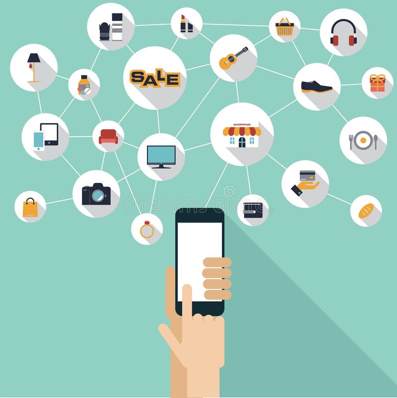 Flat Design Concept for Online Shopping. Vector Illustration Background ...