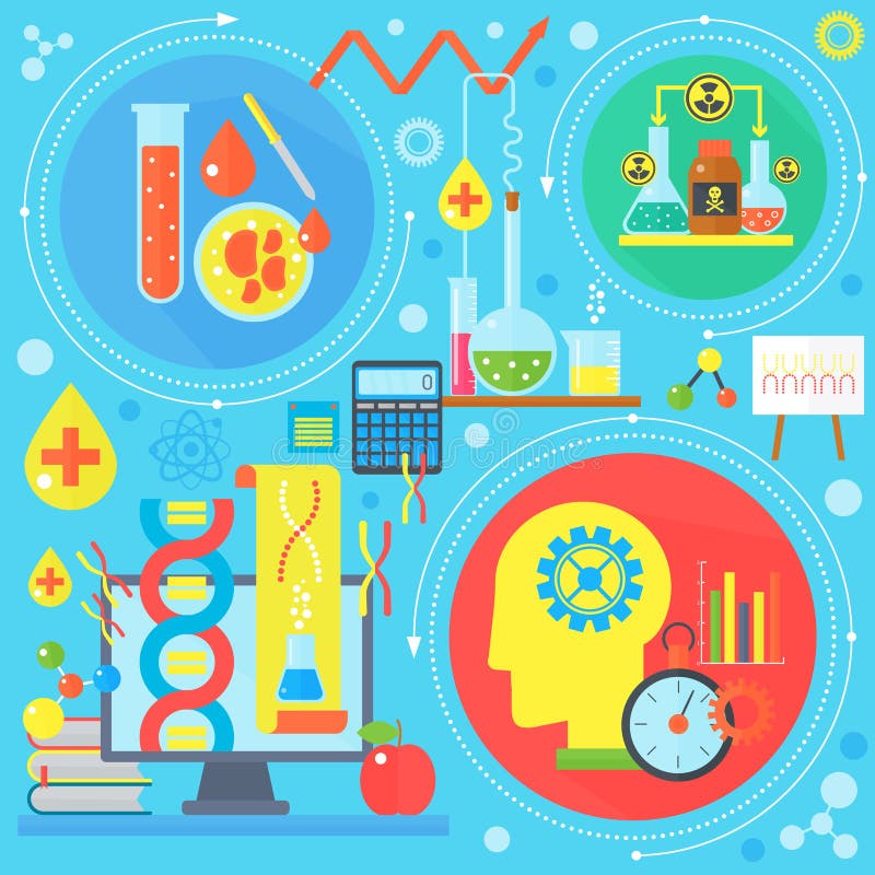 Flat Design Concept of Science and Technology. Scientific Research ...