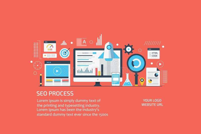 Flat Design Concept of Search Engine Optimization Process, Strategy ...