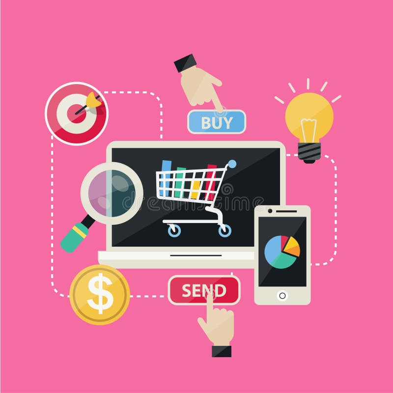 Flat Design Concept Shopping and Social Network Icons Vectors Stock ...