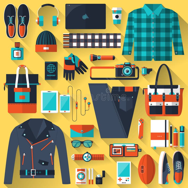 Every Day Carry and Outfit Accessories Stock Vector - Illustration of ...