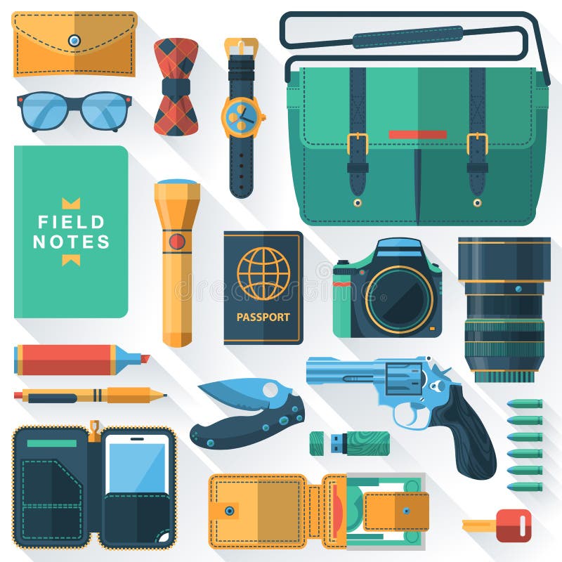 Every Day Carry and Outfit Accessories Stock Vector - Illustration of ...