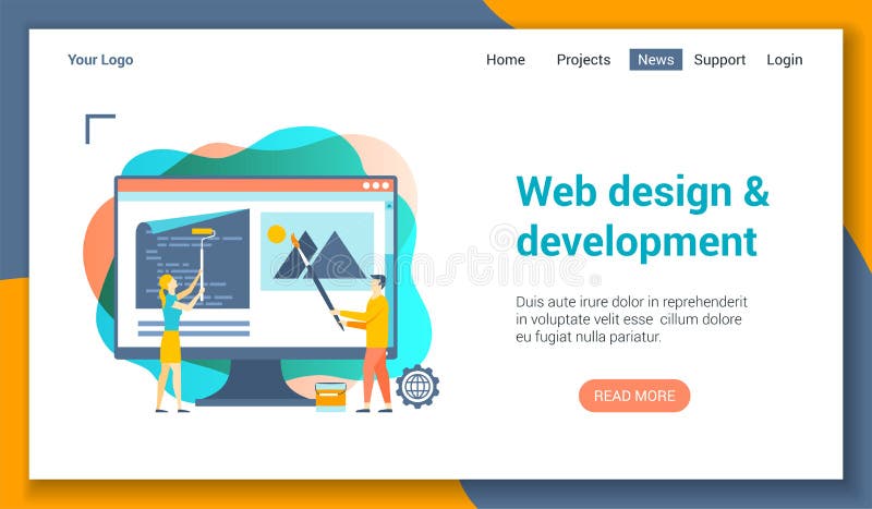 Web Development Lp Template Stock Vector - Illustration of data, device ...