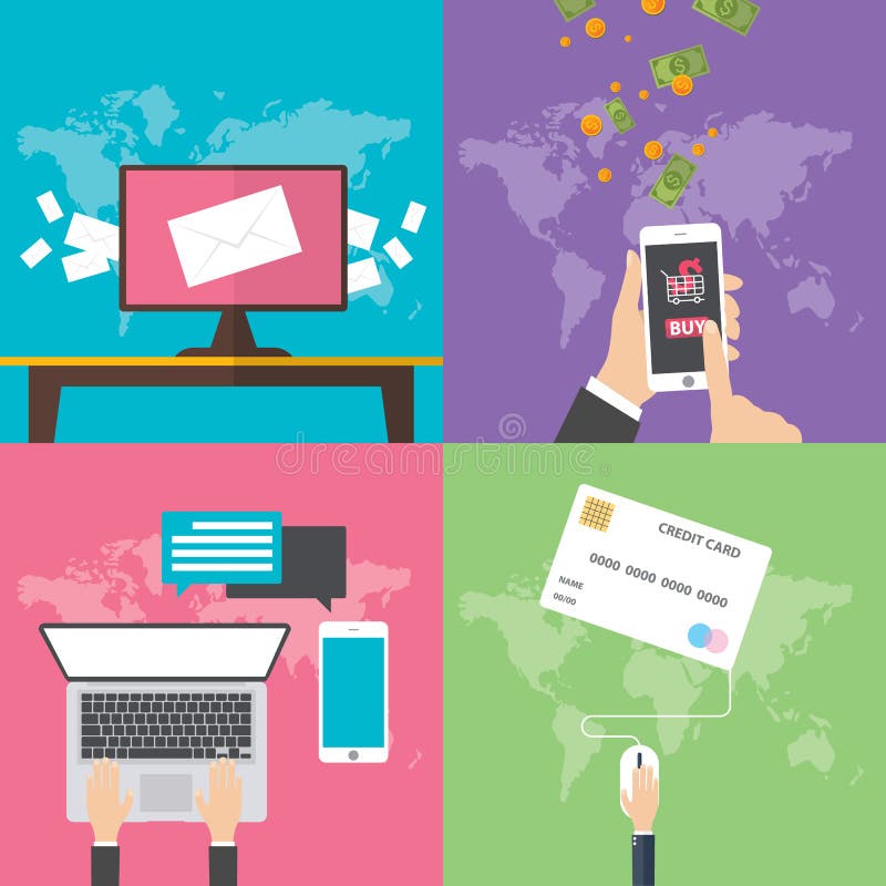 Flat Design Concepts for Online Communication Stock Vector ...